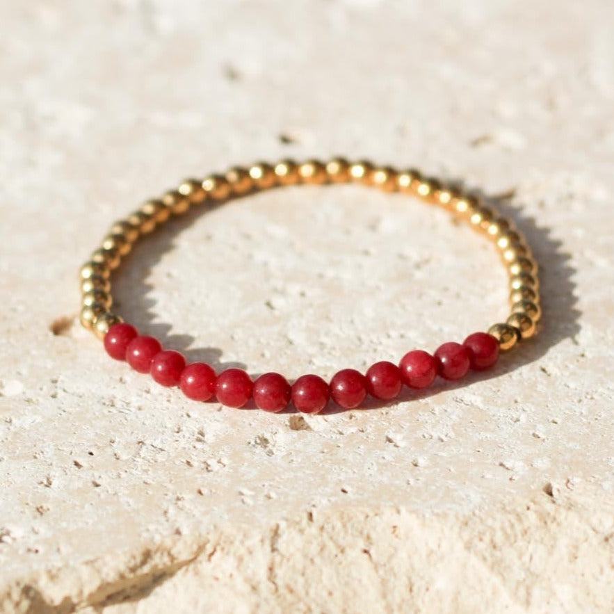 Ruby Red Jade Gemstone Bracelet - July Birthstone – Kumi Oils